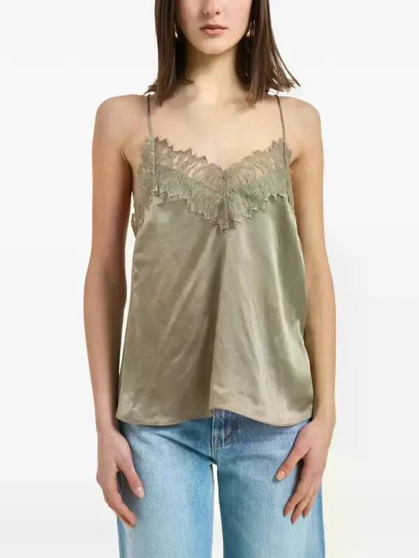 IRO PARIS Lace-trim Satin Camisole Top - Green