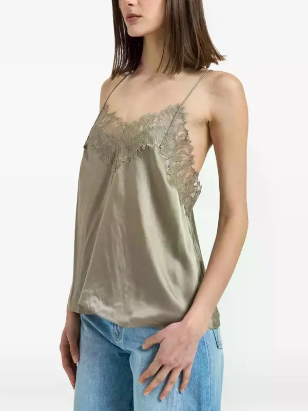 IRO PARIS Lace-trim Satin Camisole Top - Green