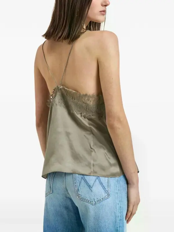 IRO PARIS Lace-trim Satin Camisole Top - Green