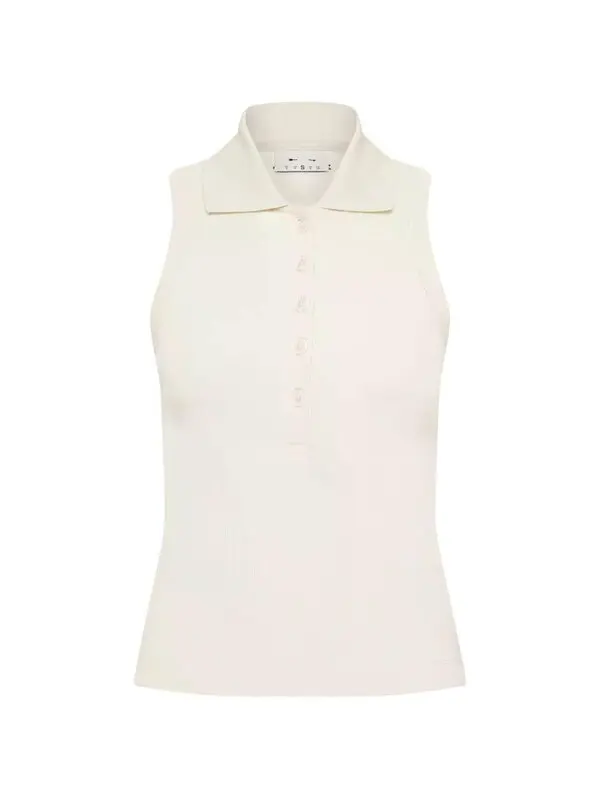 The Upside Collared Sleeveless Polo Top - Neutrals
