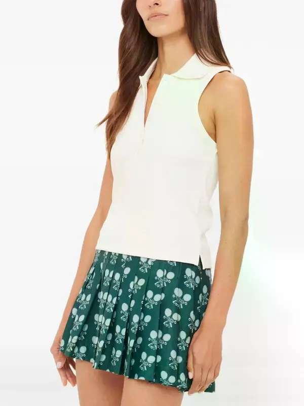 The Upside Collared Sleeveless Polo Top - Neutrals