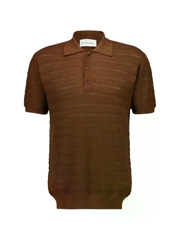 Frescobol Carioca Vidal Chevron-knit Polo Shirt - Brown
