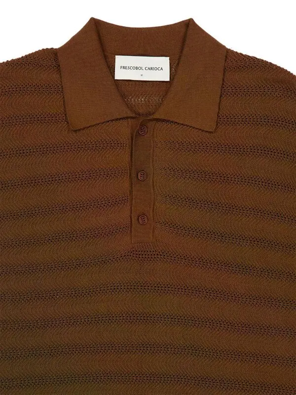 Frescobol Carioca Vidal Chevron-knit Polo Shirt - Brown