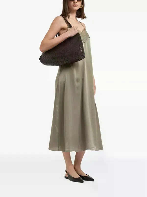 IRO PARIS Lace-trim Satin Midi Dress