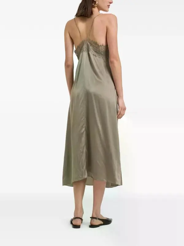 IRO PARIS Lace-trim Satin Midi Dress