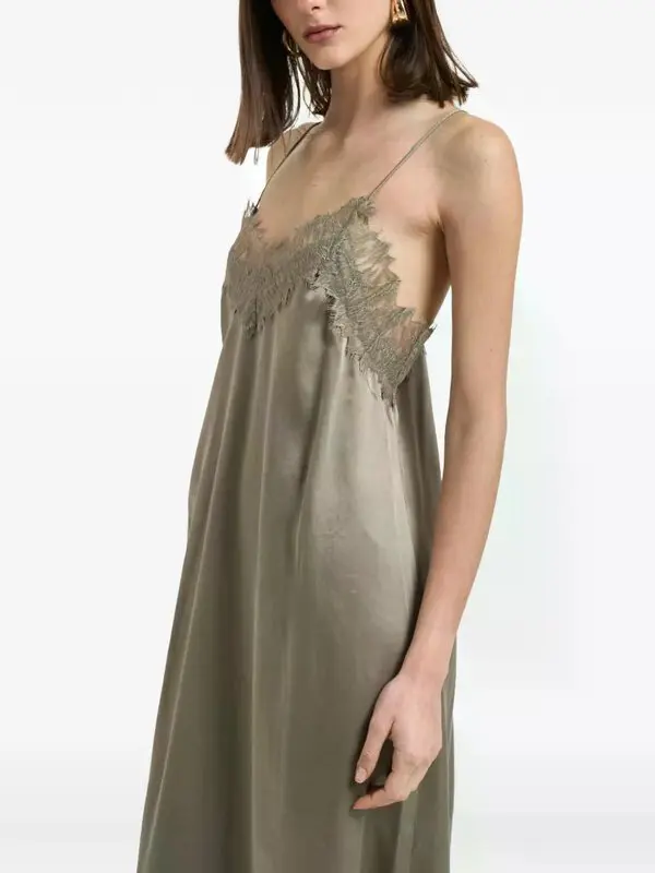IRO PARIS Lace-trim Satin Midi Dress