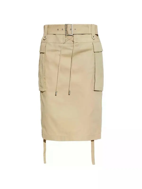 Alexander McQueen Belted Midi Cargo Skirt - Neutrals