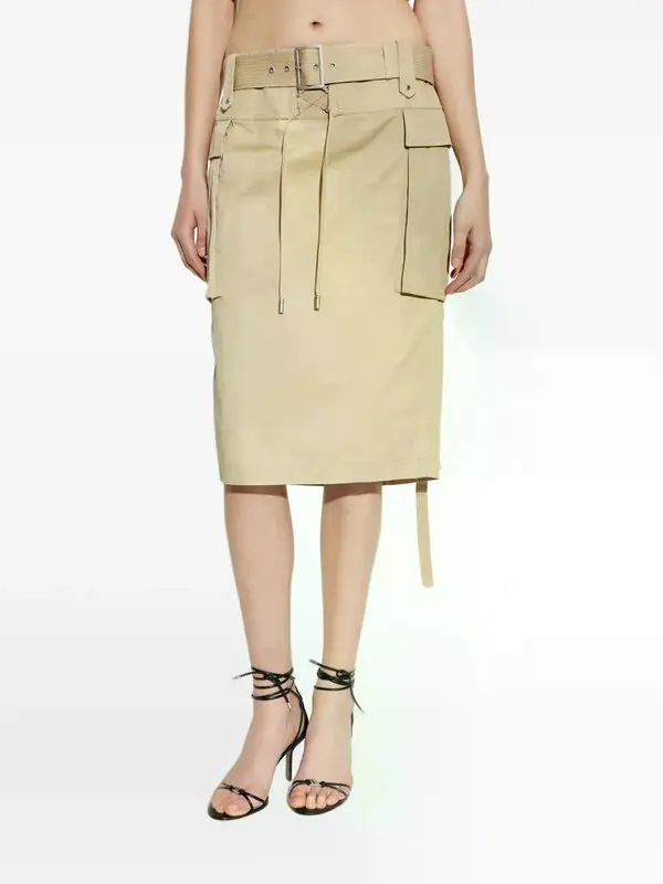 Alexander McQueen Belted Midi Cargo Skirt - Neutrals