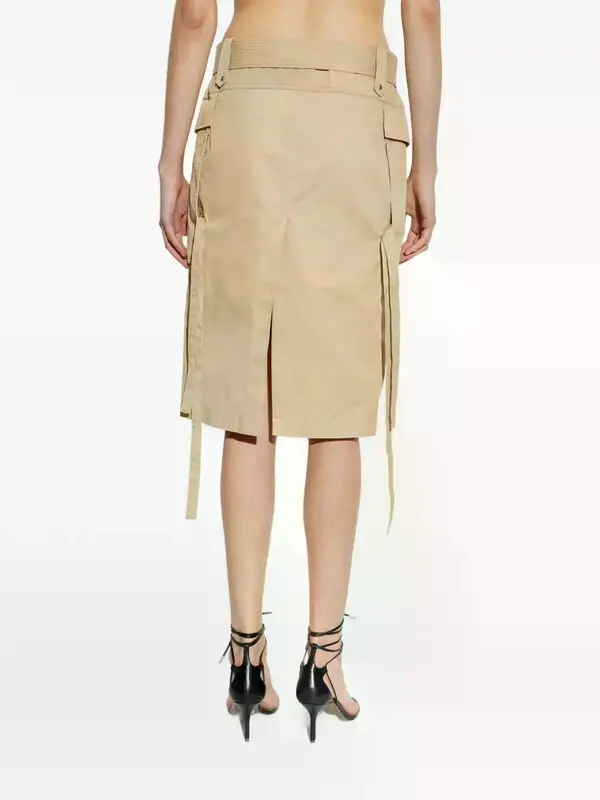 Alexander McQueen Belted Midi Cargo Skirt - Neutrals
