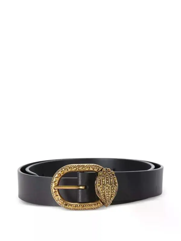 Kurt Geiger Mayfair 30 Crystal-embellished Leather Belt - Black