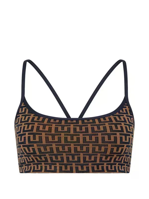 The Upside Castilla Bowie Geometric-print Bra - Neutrals