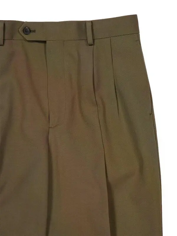 Auralee Pleated Wool Trousers - Green