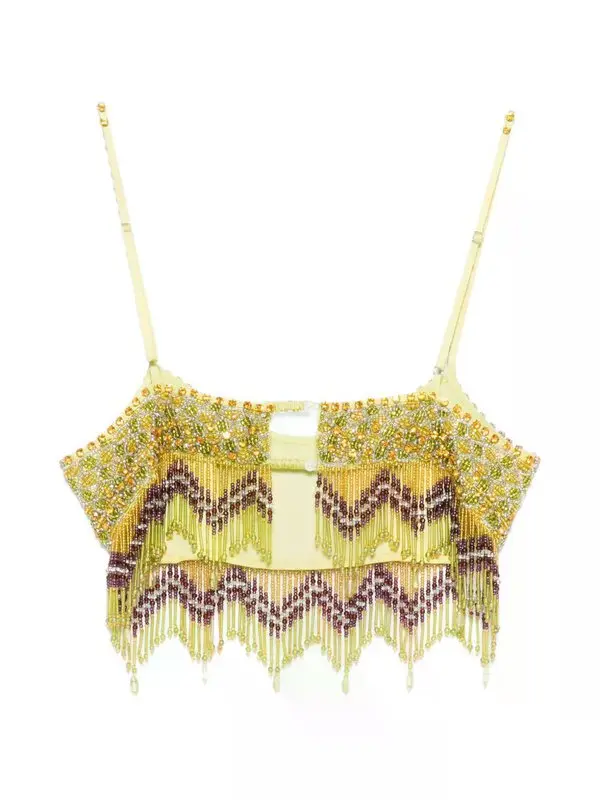 BODE Bead-embellished Fringed Top - Yellow