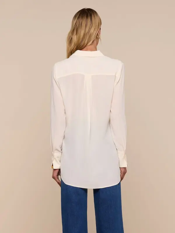 L'Agence Babette Silk Blouse Top - Ecru