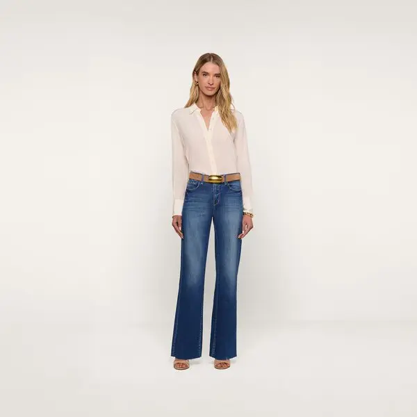 L'Agence Babette Silk Blouse Top - Ecru