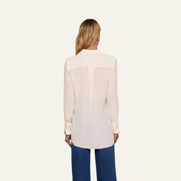 L'Agence Babette Silk Blouse Top - Ecru
