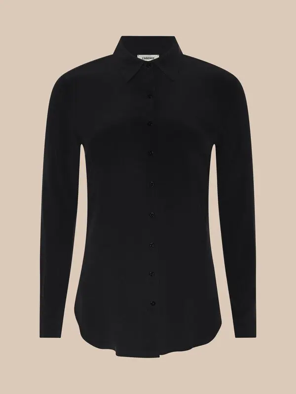 L'Agence Babette Silk Blouse Top - Black