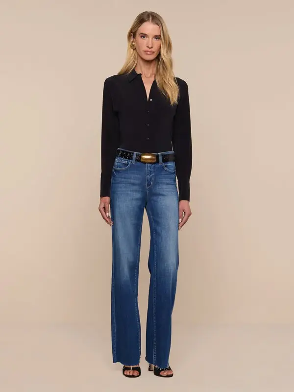 L'Agence Babette Silk Blouse Top - Black