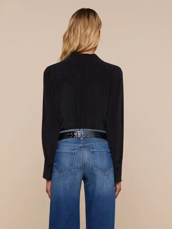 L'Agence Babette Silk Blouse Top - Black