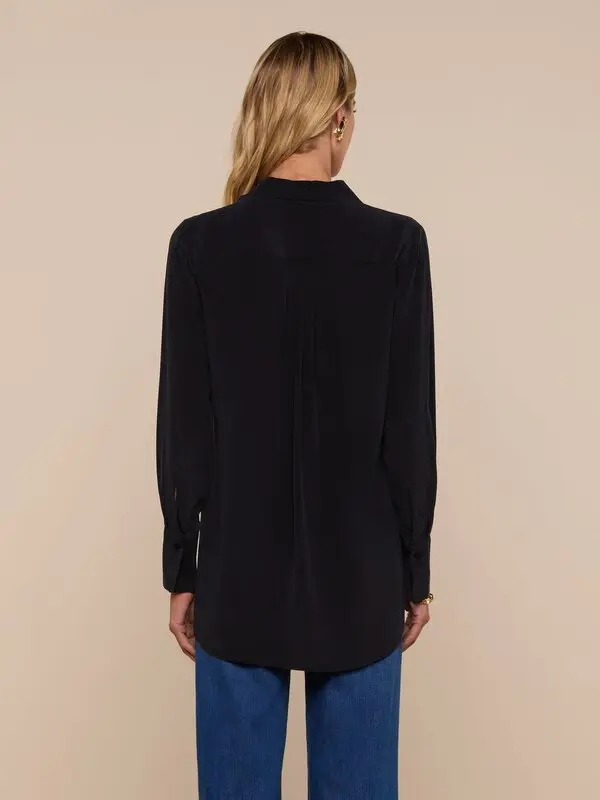 L'Agence Babette Silk Blouse Top - Black