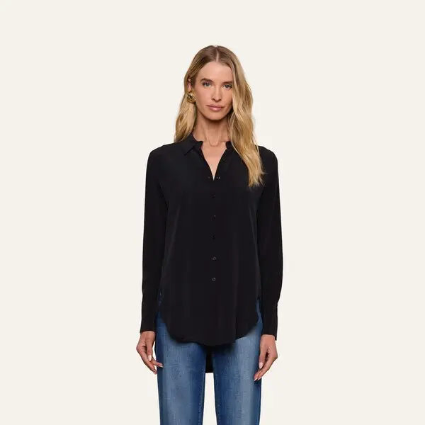 L'Agence Babette Silk Blouse Top - Black