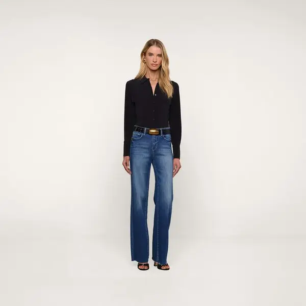 L'Agence Babette Silk Blouse Top - Black