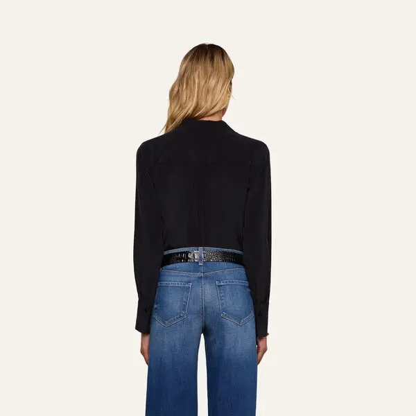 L'Agence Babette Silk Blouse Top - Black