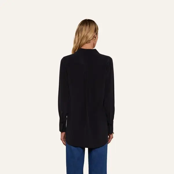 L'Agence Babette Silk Blouse Top - Black