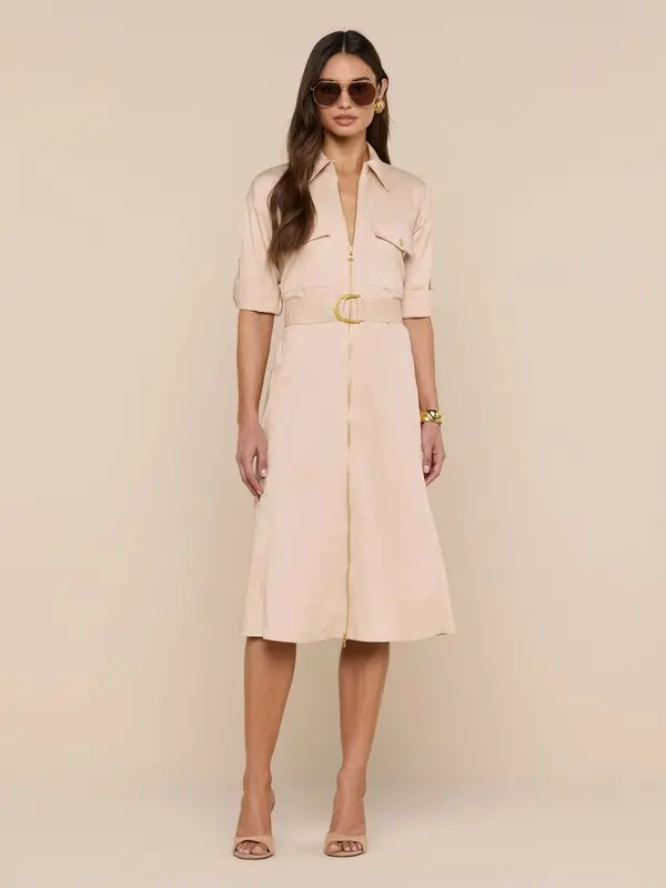 L'Agence Callen Shirt Dress - Biscuit