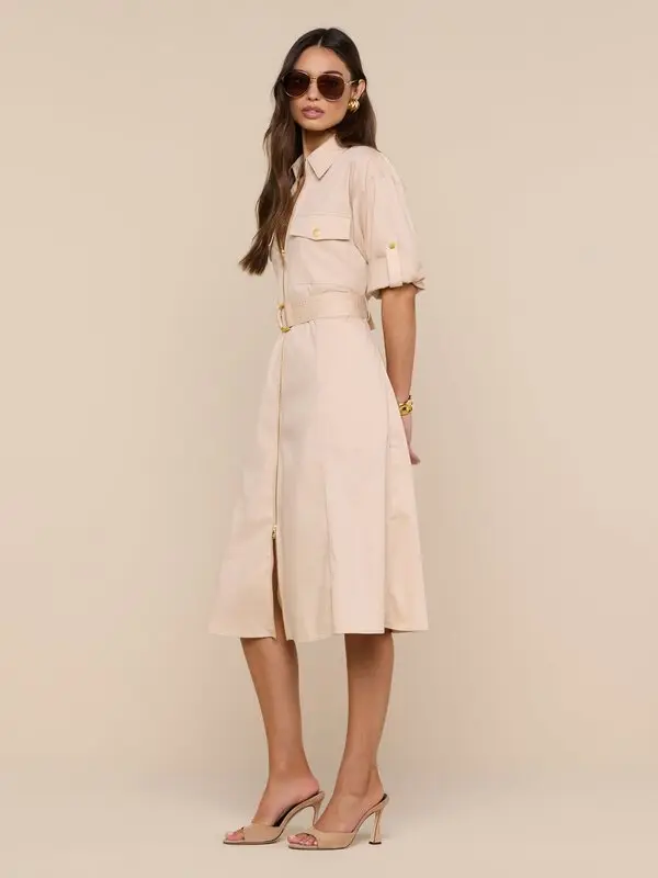 L'Agence Callen Shirt Dress - Biscuit