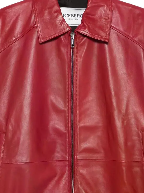 Iceberg Zip-up Leather Jacket - Red