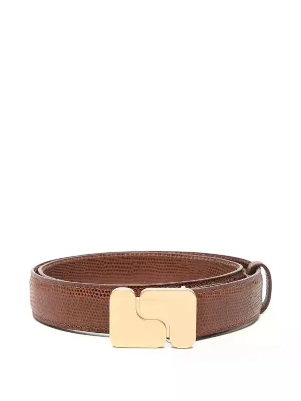 Soeur Ninon Textured Leather Belt - Brown