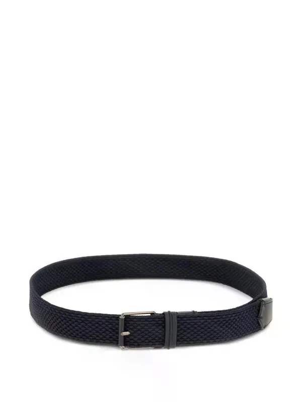 Zegna Woven Belt With Leather Trim - Blue
