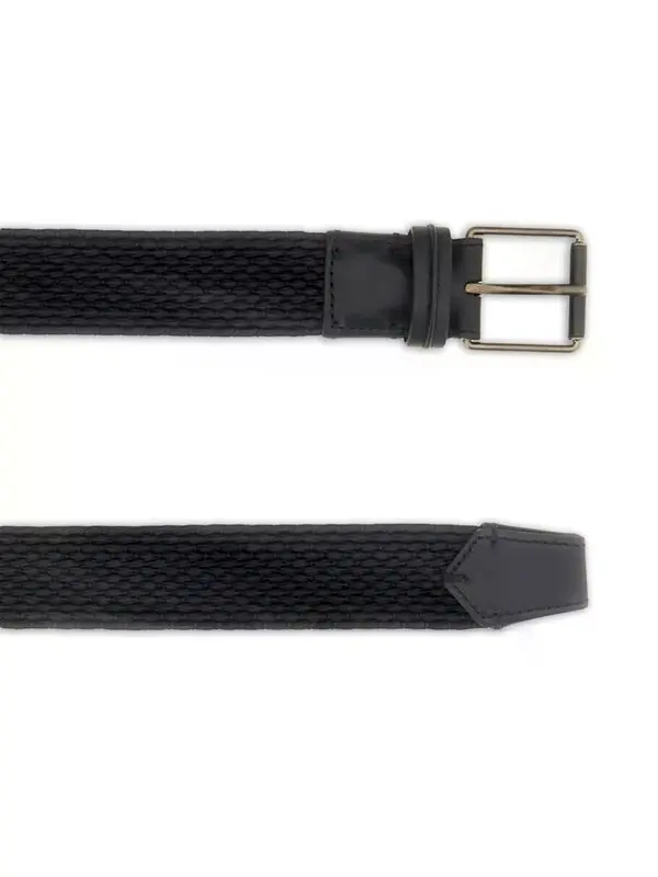 Zegna Woven Belt With Leather Trim