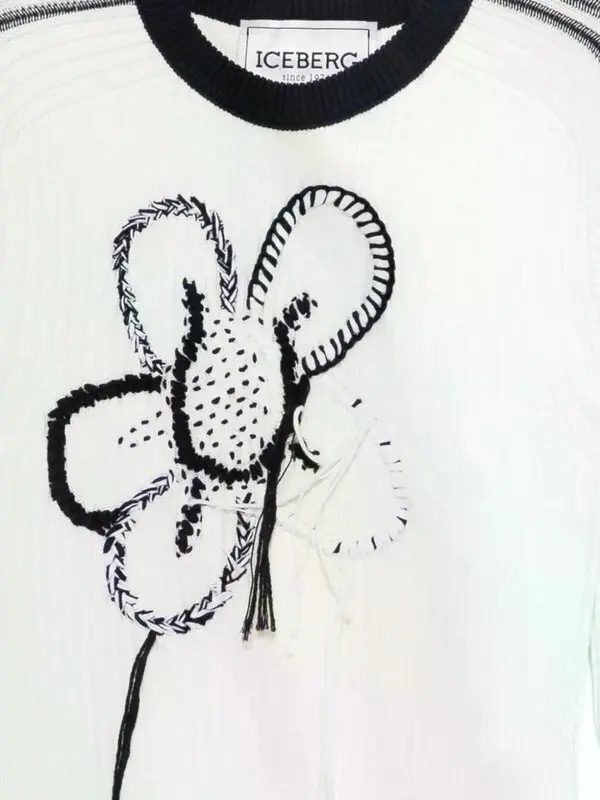 Iceberg Floral-embroidered Ribbed Sweater