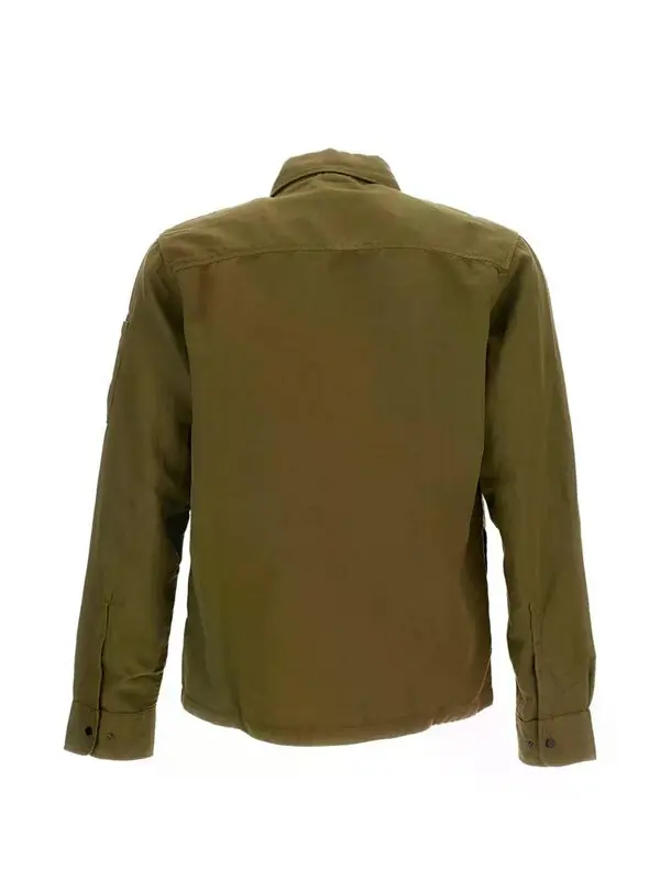 C.P. COMPANY Cotton Linen Lens Zip Overshirt - Green