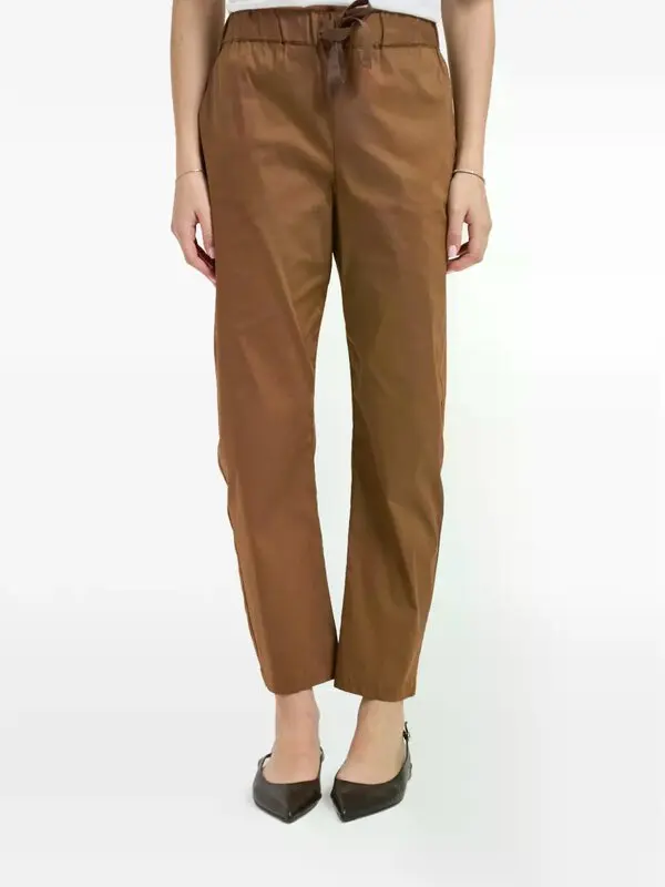 SEMICOUTURE Drawstring-waist Cropped Trousers - Brown