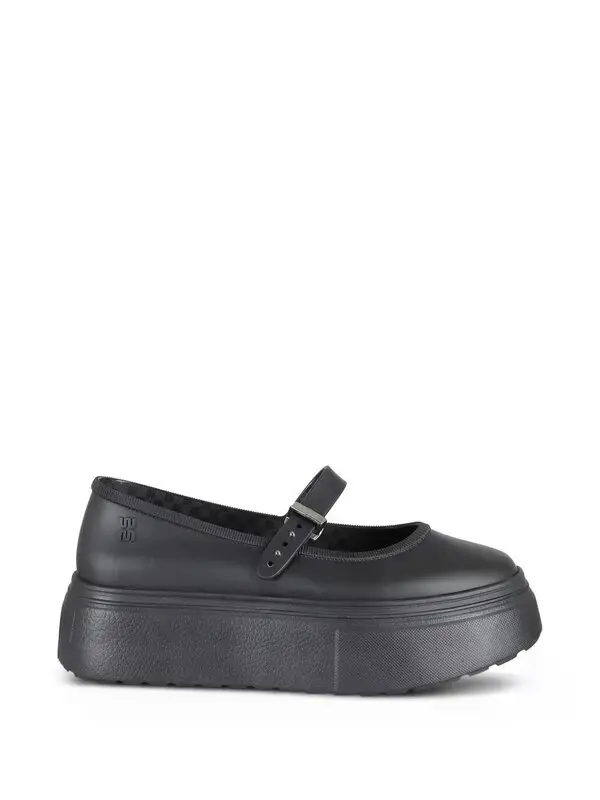 Melissa Platform Buckle-strap Ballet Flats - Black