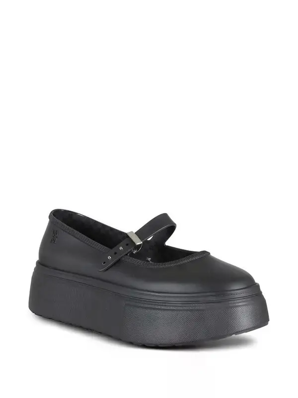 Melissa Platform Buckle-strap Ballet Flats - Black