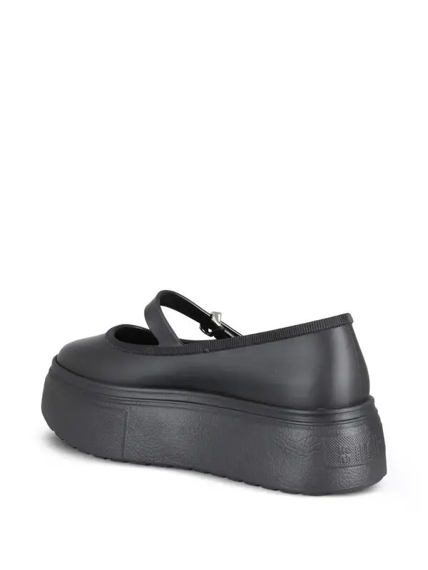 Melissa Platform Buckle-strap Ballet Flats - Black