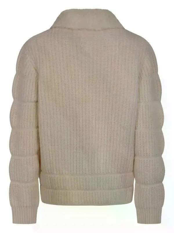 Casablanca Zip-up Ribbed Cardigan - Neutrals