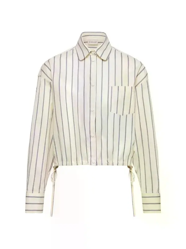 Moncler Striped Cotton & Silk Blend Shirt - Neutrals