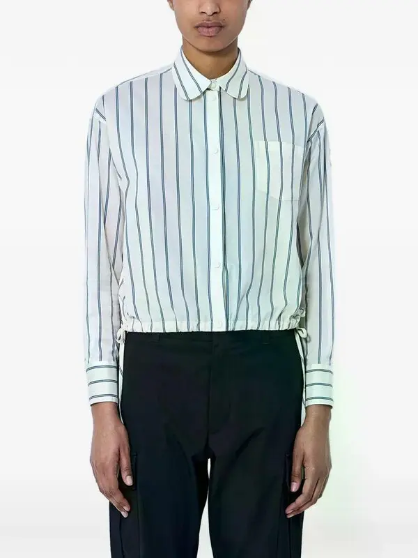 Moncler Striped Cotton & Silk Blend Shirt - Neutrals