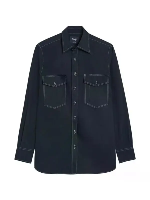 DRAKE'S Contrast-stitch Flap-pocket Shirt