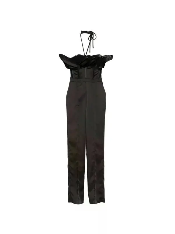 Elisabetta Franchi Ruffled Corset-style Jumpsuit - Black