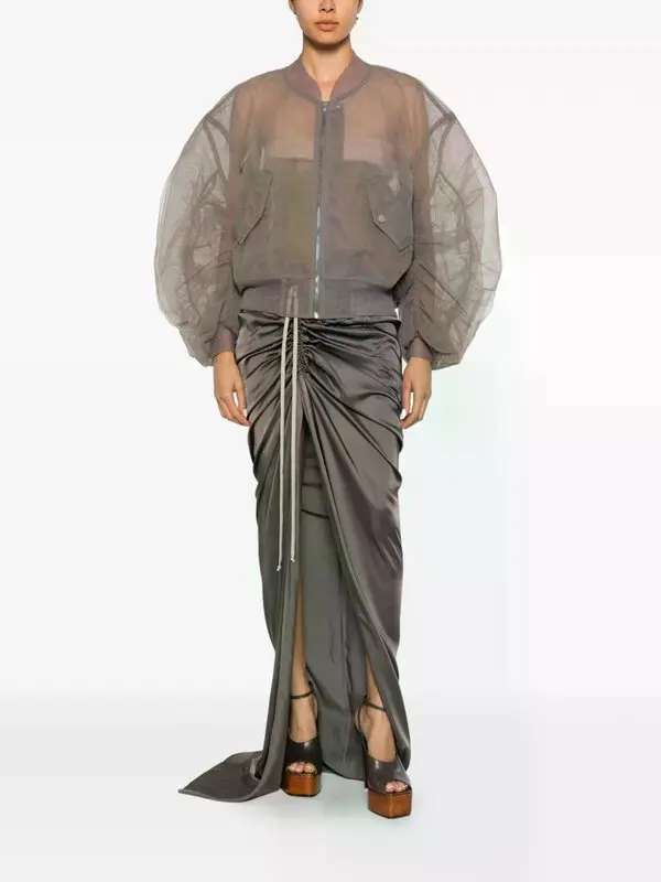 Rick Owens Crinkled Sleeve Bomber Jacket - Brown