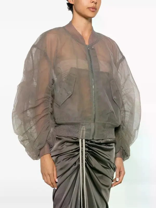 Rick Owens Crinkled Sleeve Bomber Jacket - Brown