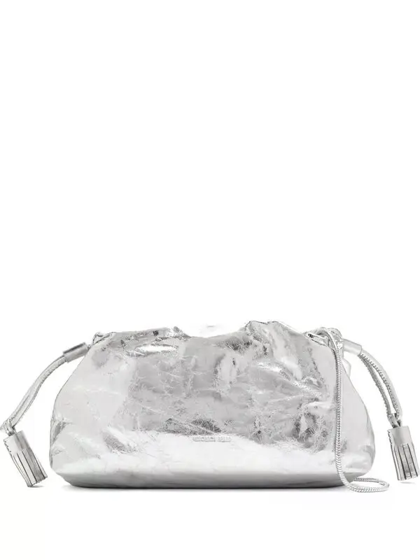 Veronica Beard Metallic Crinkled-effect Clutch Bag - Silver