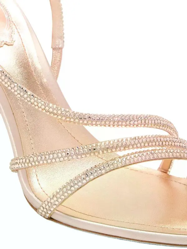 Rene Caovilla 10mm Erin Crystal-embellished Heeled Sandals - Neutrals