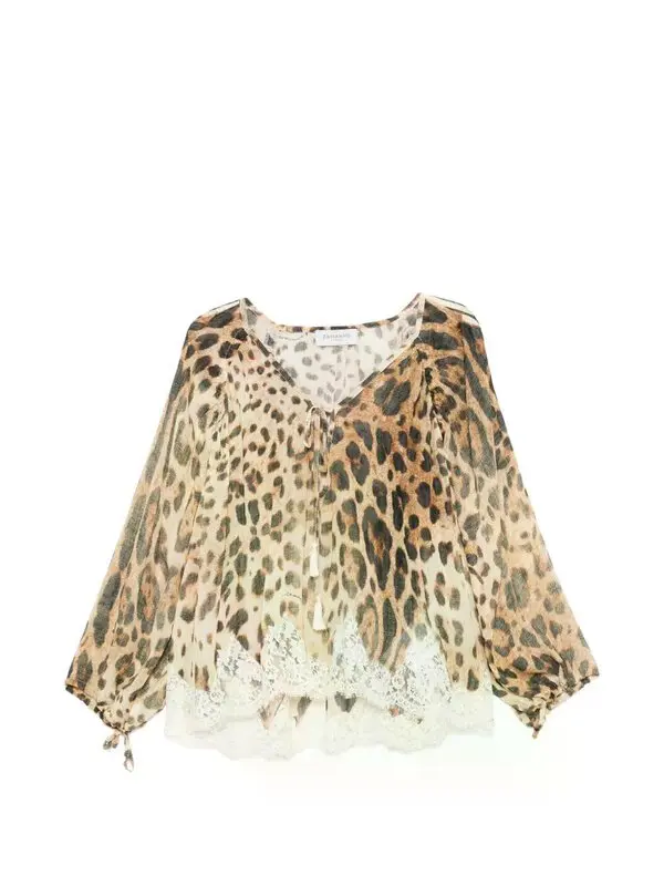 ERMANNO FIRENZE Georgette Leopard-pattern Blouse